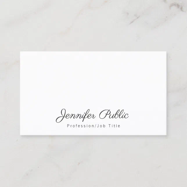 Elegant Simple Chic White Modern Professional Business Card | Zazzle