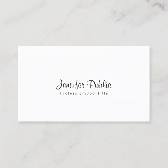 Elegant Simple Chic White Modern Professional Business Card | Zazzle