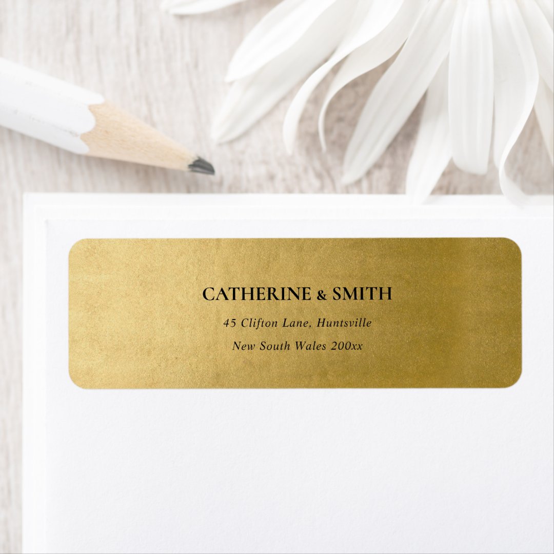 ELEGANT SIMPLE CLEAN FAUX GOLD ADDRESS LABEL | Zazzle