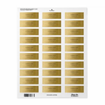 ELEGANT SIMPLE CLEAN FAUX GOLD ADDRESS LABEL | Zazzle
