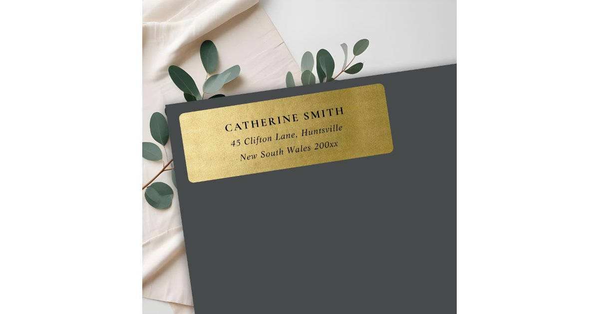 ELEGANT SIMPLE CLEAN FAUX GOLD ADDRESS LABEL | Zazzle