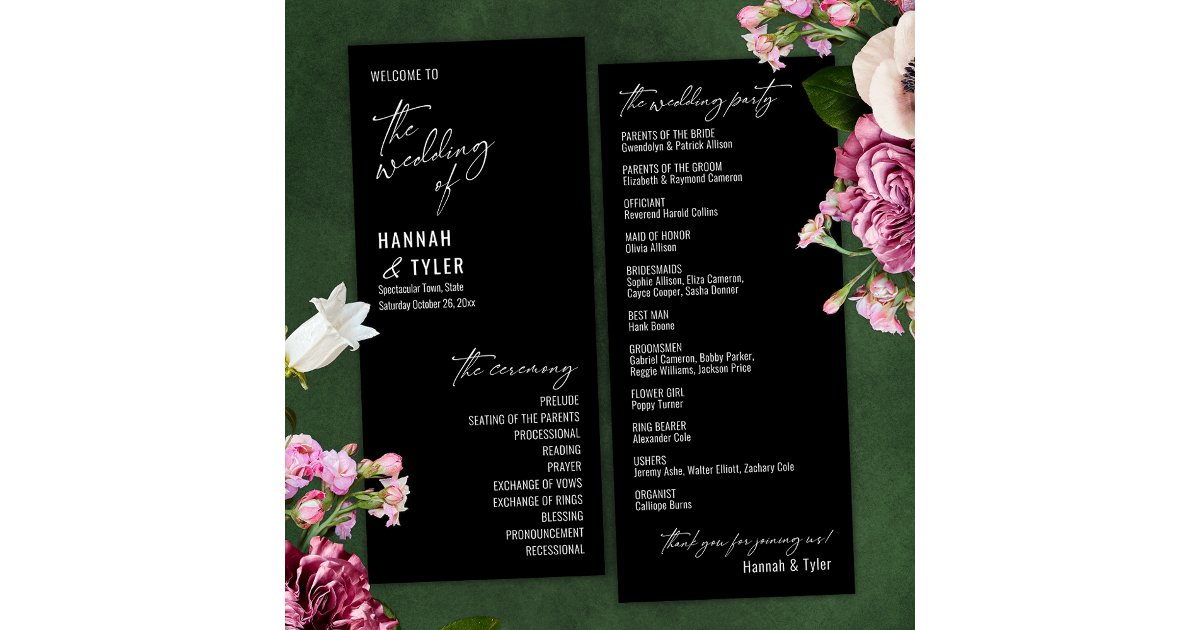 Elegant Simple Contemporary Typography Black Program | Zazzle