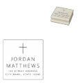 Elegant simple cross Christian return address Rubber Stamp | Zazzle