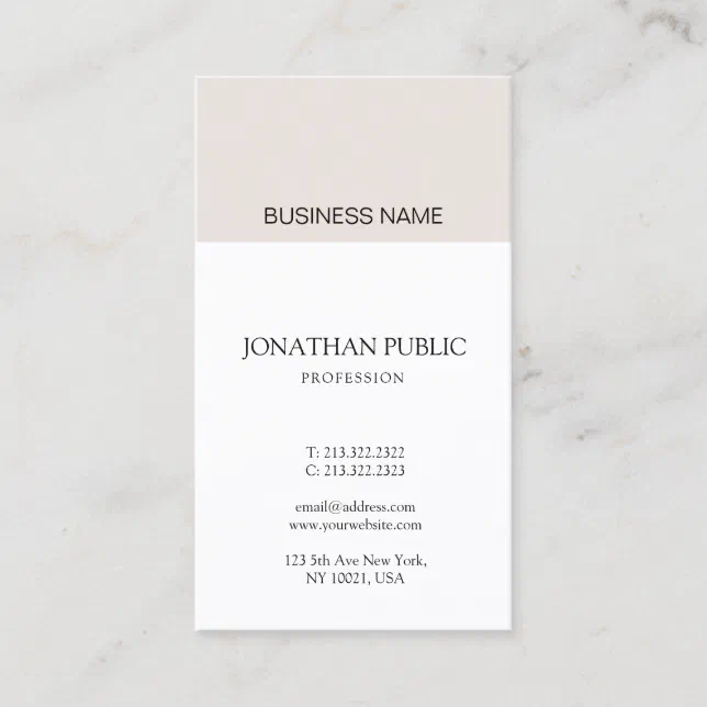 Elegant Simple Design Professional Beige Plain Business Card | Zazzle