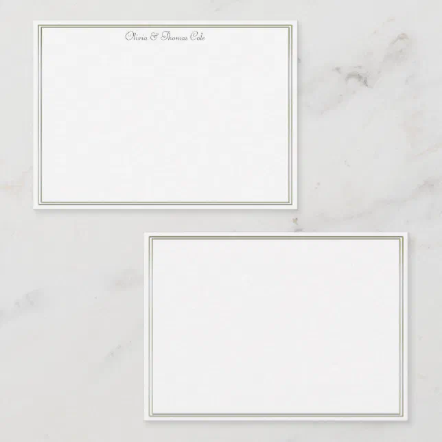 Elegant Simple Double Gold Frame Wedding Couple Note Card | Zazzle