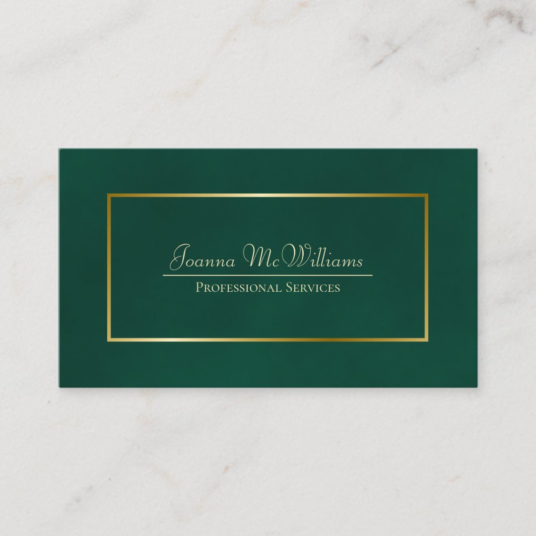 Elegant Simple Emerald Green & Gold Professional Business Card | Zazzle