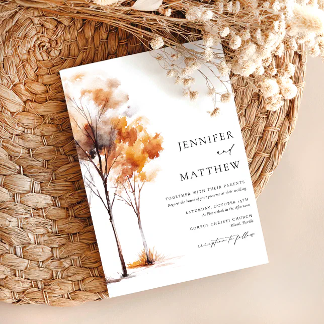 Elegant Simple Fall Wedding Invitation | Zazzle