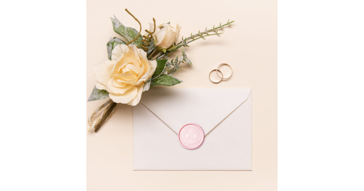 Elegant simple flowers and initials wedding wax seal stamp | Zazzle