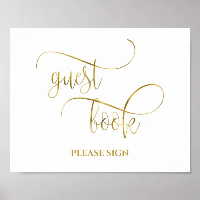 Elegant simple gold calligraphy guest book | Zazzle