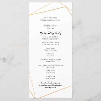 Elegant Simple Gold Geometric LInes Wedding Program | Zazzle