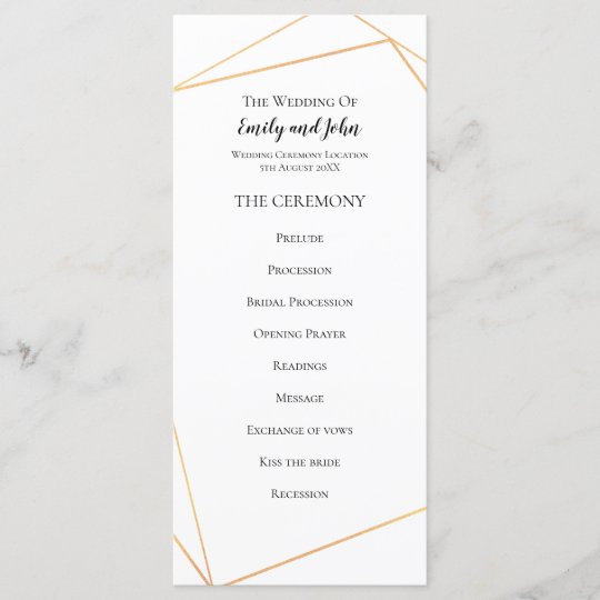 Elegant Simple Gold Geometric LInes Wedding Program | Zazzle.com