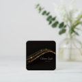 Elegant simple Gold glitter modern black Chic Busi Square Business Card ...