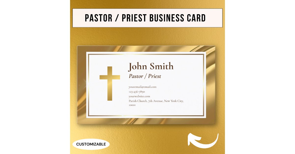 Elegant Simple Gold Pastor Priest Business Card | Zazzle