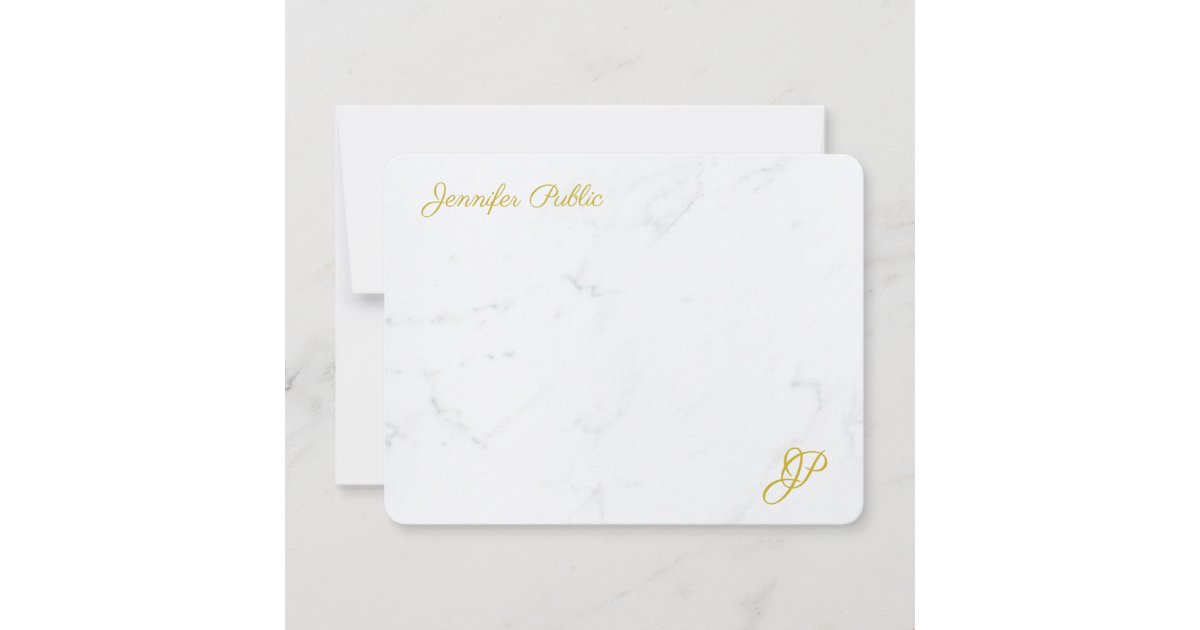 Elegant Simple Gold Text Personalized Stationery Note Card | Zazzle