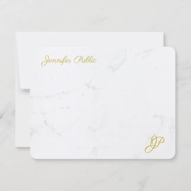 Elegant Simple Gold Text Personalized Stationery Note Card | Zazzle