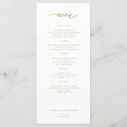 Elegant simple gold typography wedding menu | Zazzle