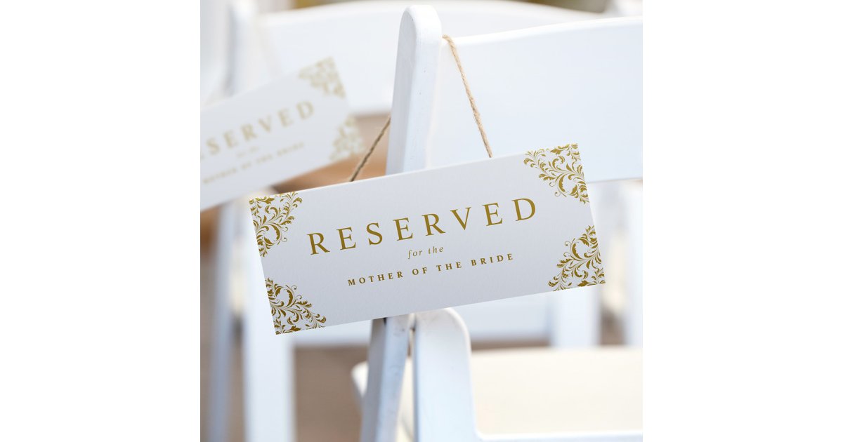 Elegant Simple Gold Wedding Reserved Chair Sign | Zazzle