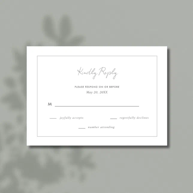 Elegant Simple Gray Wedding RSVP Card | Zazzle