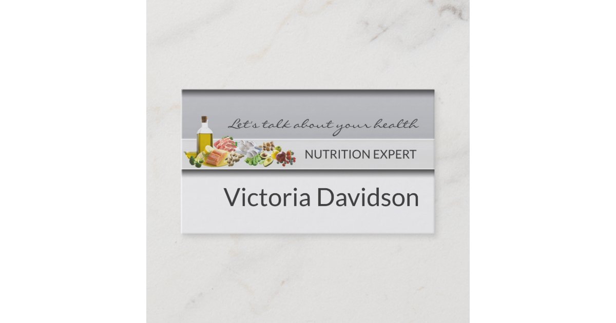 Elegant Simple Grey Healthy Life/Nutritionist Card | Zazzle