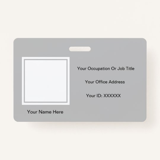 Elegant Simple Grey Photo Text Templates Employee Badge | Zazzle.com