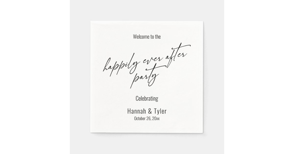 Elegant Simple Happily Ever After Party Typography Napkins | Zazzle