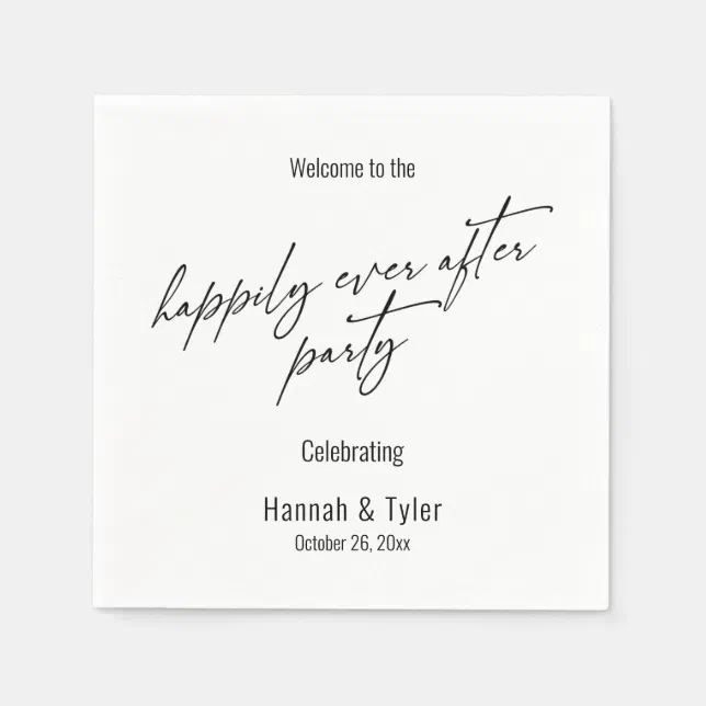 Elegant Simple Happily Ever After Party Typography Napkins | Zazzle