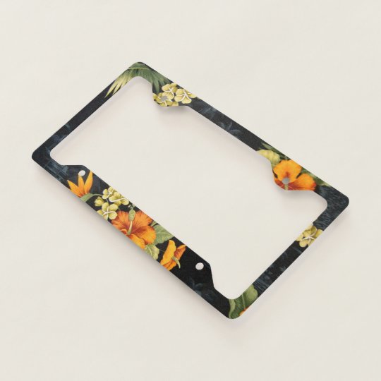 Elegant Simple Hawaiian Hibiscus Flower Pattern License Plate Frame ...