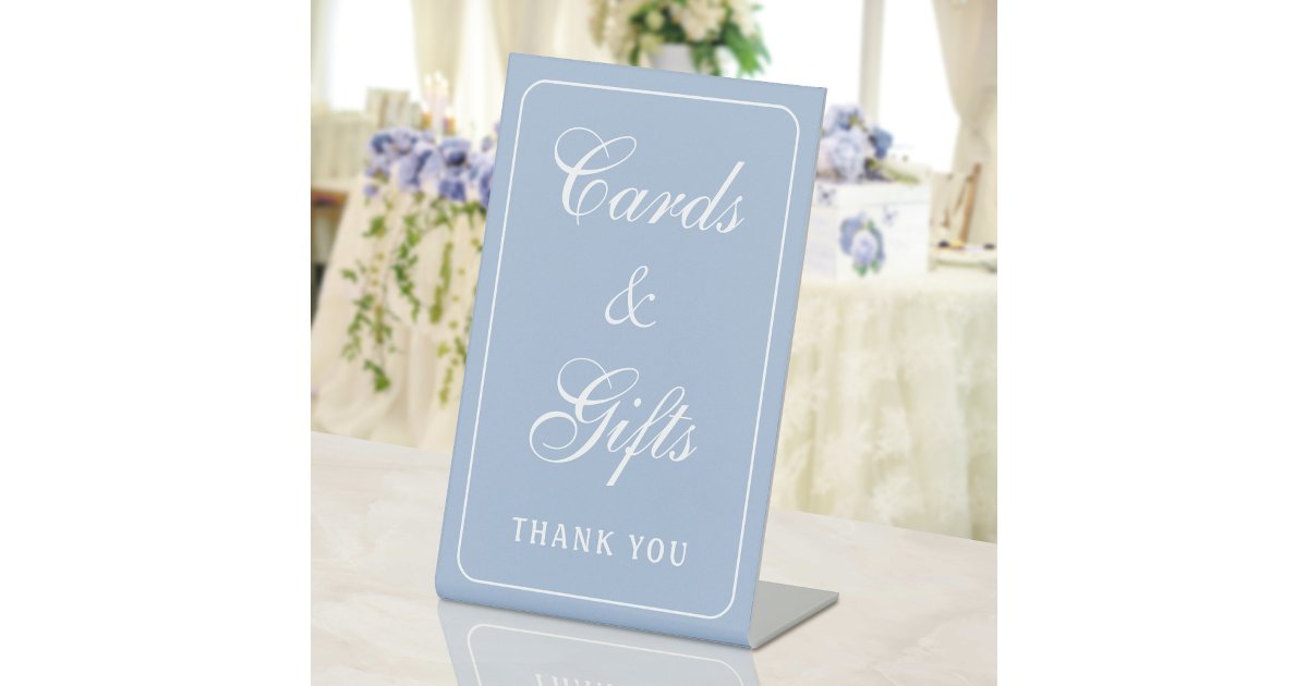 Elegant Simple Light Blue Cards & Gifts Pedestal Sign | Zazzle