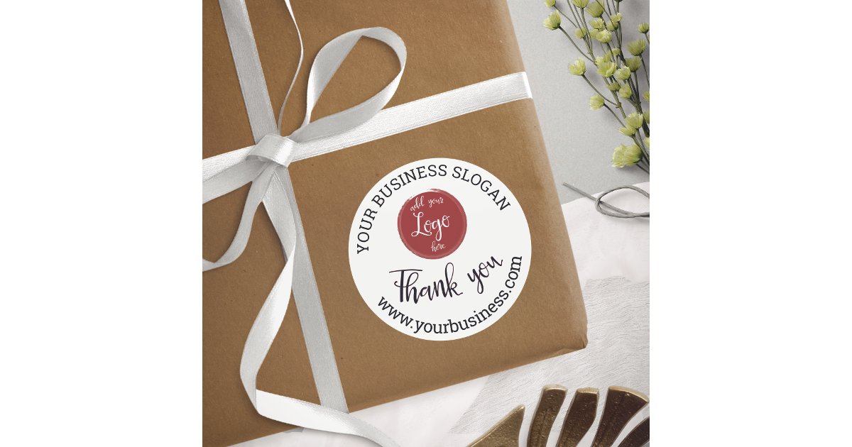 Elegant Simple Logo Thank You Classic Round Sticker | Zazzle