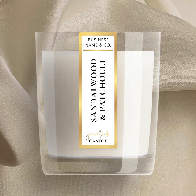 Elegant Simple Lux Gold Border Tamper Proof Candle Labels | Zazzle