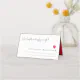 Elegant Simple Minimal Red Heart Script Wedding Place Card | Zazzle