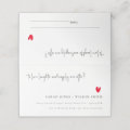 Elegant Simple Minimal Red Heart Script Wedding Place Card | Zazzle