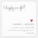Elegant Simple Minimal Red Heart Script Wedding Square Sticker | Zazzle