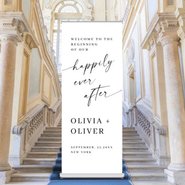 Elegant Simple Minimalist Classy Wedding Welcome Retractable Banner ...