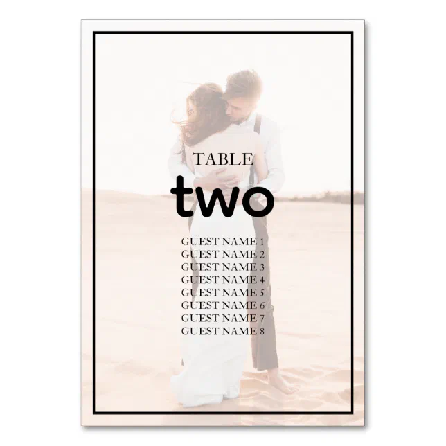 Elegant Simple Minimalist Photo Wedding Table Number | Zazzle