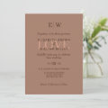 Elegant Simple Mocha Mousse with Monogram Wedding Invitation | Zazzle
