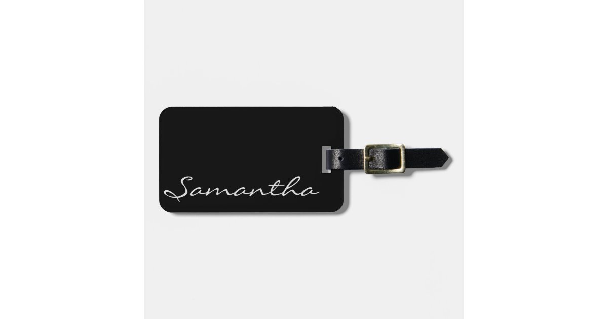 elegant simple modern chic trendy monogram black luggage tag | Zazzle