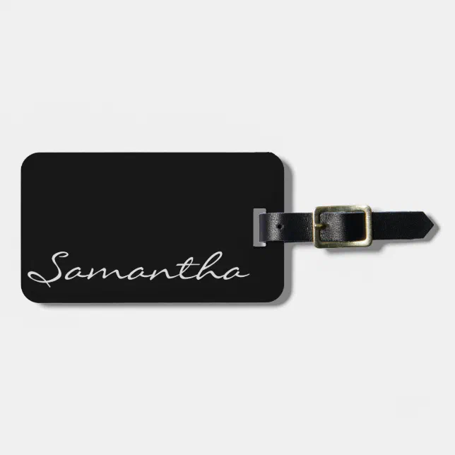 elegant simple modern chic trendy monogram black luggage tag | Zazzle