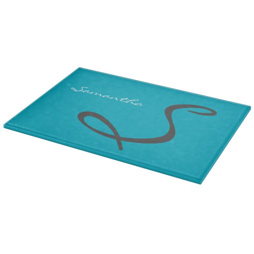 elegant simple modern chic trendy monogram teal cutting board | Zazzle