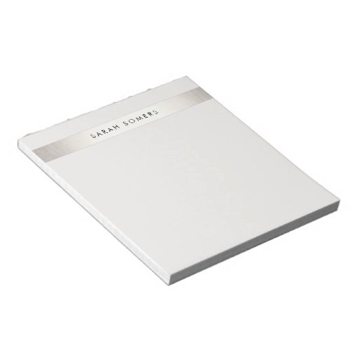 Elegant Simple Modern FAUX Silver Striped Notepad | Zazzle