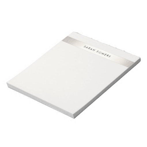 Elegant Simple Modern FAUX Silver Striped Notepad | Zazzle