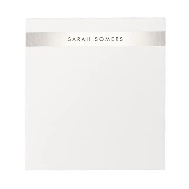 Elegant Simple Modern FAUX Silver Striped Notepad | Zazzle