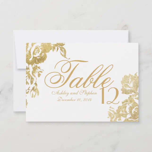 Elegant Simple Modern Floral Gold Table Number | Zazzle