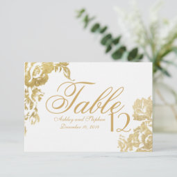 Elegant Simple Modern Floral Gold Table Number | Zazzle