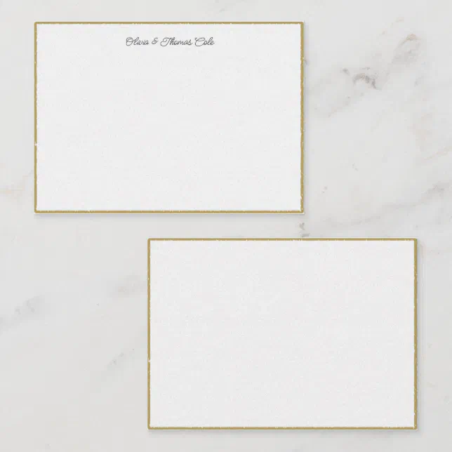 Elegant Simple Modern Gold Frame Wedding Couple Note Card | Zazzle