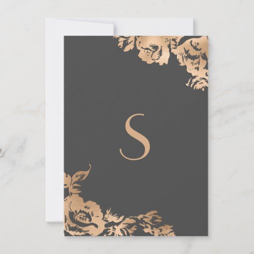 Elegant Simple Modern Gold Gray Floral Wedding Invitation | Zazzle