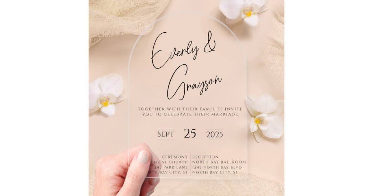 Elegant Simple Modern Minimalist Wedding Acrylic Invitations | Zazzle