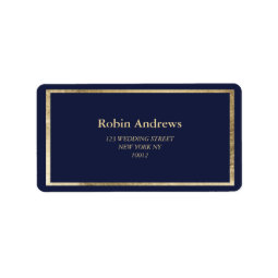 Elegant simple modern navy blue faux gold label | Zazzle