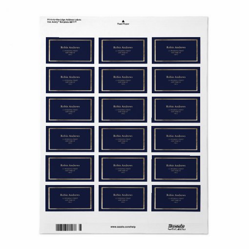 Elegant simple modern navy blue faux gold label | Zazzle