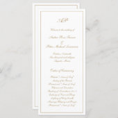 Elegant Simple Monogram Formal Gold Wedding Program | Zazzle